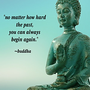 ornerx Thai Sitting Buddha Statue for Home Decor Verdigris 6.7"