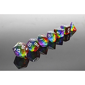 HD Polyhedral DND Dice Set RPG Rainbow Dice for Dungeons and Dragons(D&D) Role Playing Game,MTG,Pathfinder,Table Game,Math Games Dice Set with Dice Pouch