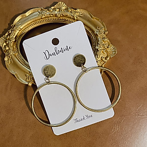 Doubnine Retro Hoop Earrings Bronze Boho Circle Matte Gold Disc Earrings Stud Chic Jewelry for Women