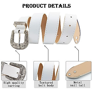 QIQILUXI Western Belt for Women Men Cowboys Cowgirls Carving Buckles Belts for Jeans Pants