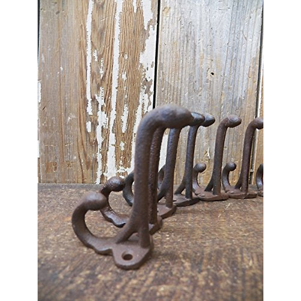 Coat Hat Hooks Cast Iron Lot Set of 12 Double Hook 3.25" Antique Vintage Style