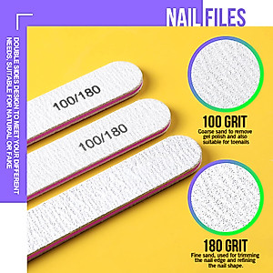 FANDAMEI Nail Buffers and Files, Nail Tools kit with 3PCS Rectangular Nail Buffer Block, 3PCS 100/180 Nail Files and 1PCS 1000/4000 Nail Buffer. Professional Nail Buffer File Kit for Nail Care