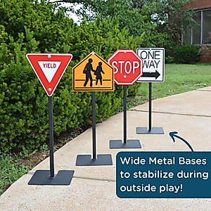 Children’s Factory Traffic Signs Set of 4, Outdoor Play Equipment for Daycare, Preschool, Playground, Kids Playhouse