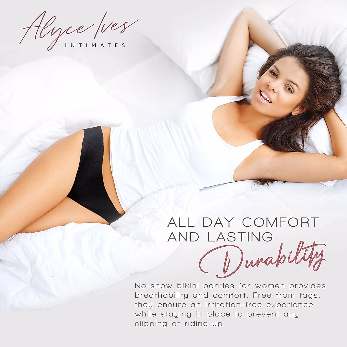 Pretty Sweet Intimates Women’s Laser Cut Cheeky Bikini Underwear, Pack of 10, Seamless and No Show with Scalloped Back