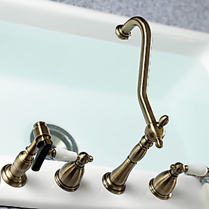 Kingston Brass KB1793PLBS Widespread Kitchen Faucet, Antique Brass