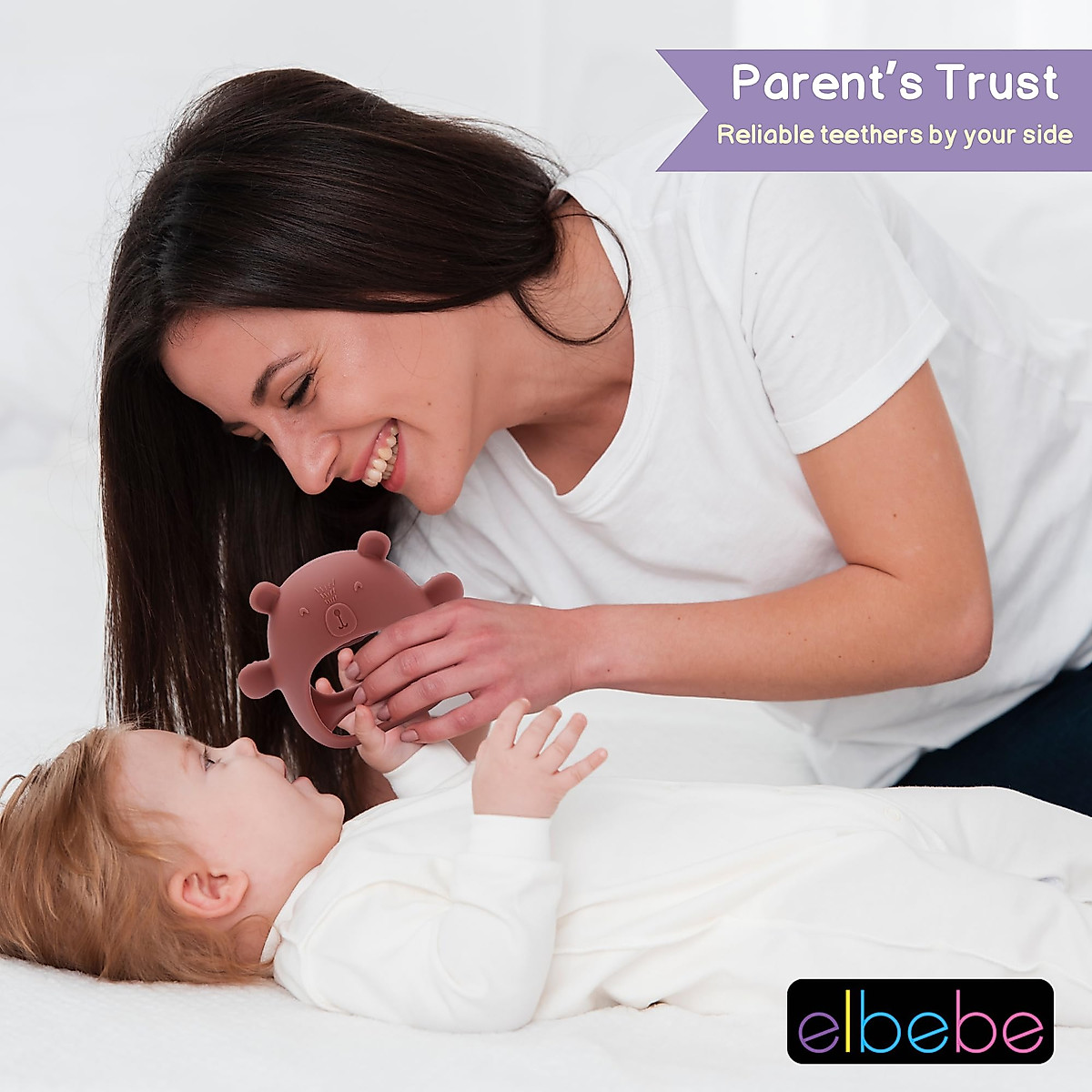 Bear Mitten Never Drop Silicone Baby Teething Toys | (Brick Red) Teether Mitten | Baby Teethers 0-6 Months, Teether Mitten, Teething Hand Mitten, Teething Mitten, Baby Teethers 6 to 12 Months