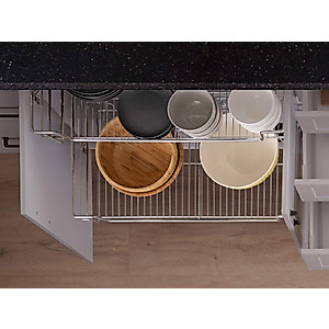 NewAge Products Home Cabinet 24 in. Pull-Out Basket, Kitchen Cabinet Pull Out Organizers, Heavy Duty Steel Under Cabinet Storage Sliding Drawer, Chrome Finish, 80612