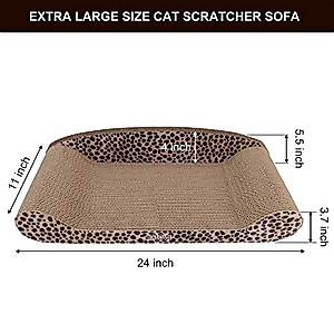HALOVIE Extra Large Size Cat Scratcher Bed, 24 Inch Cat Scratch Pad Cardboard Sofa Scratching Board Lounge Couch for Indoor Cats