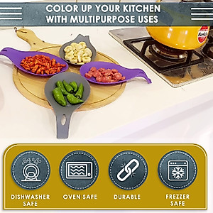 TAYJAN Silicone Spoon Rest for Kitchen Counter – Set of 2, Purple & Grey - Heat Resistant, BPA free Large Utensil Rest for Stove Top, for Cooking Spatula, BBQ Utensil, Smart Kitchen Gadgets 2022