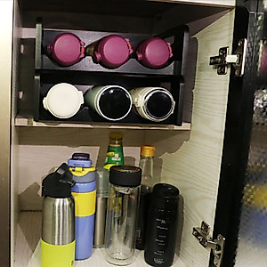 KAFENDA Water Bottle Organizer 2 Layers Bamboo Water Bottle Holder Can Hold 6 Bottles Suitable for Kitchen Countertops, Pantries (2 Set)