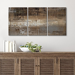 wall26 Canvas Print Wall Art Set Bown & White Faded Grunge Color Field Abstract Shapes Illustrations Modern Art Chic Colorful Multicolor Ultra for Living Room, Bedroom, Office - 16"x24"x3