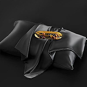 Koreyoshi 4 Pcs Satin Sheets - Luxury Silk Silky Super Soft Extra deep Pocket King Sheet Sets - Wrinkle & Fade Free - Fitted Sheet, Flat Sheet, Pillow Cases (Black, California King)