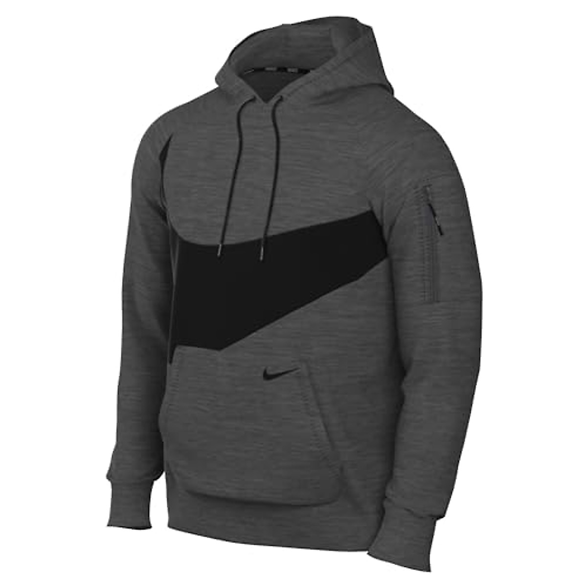 Nike Therma-FIT Men's Pullover Fitness Hoodie, (Small, Charcoal Heather/Dark Smoke)