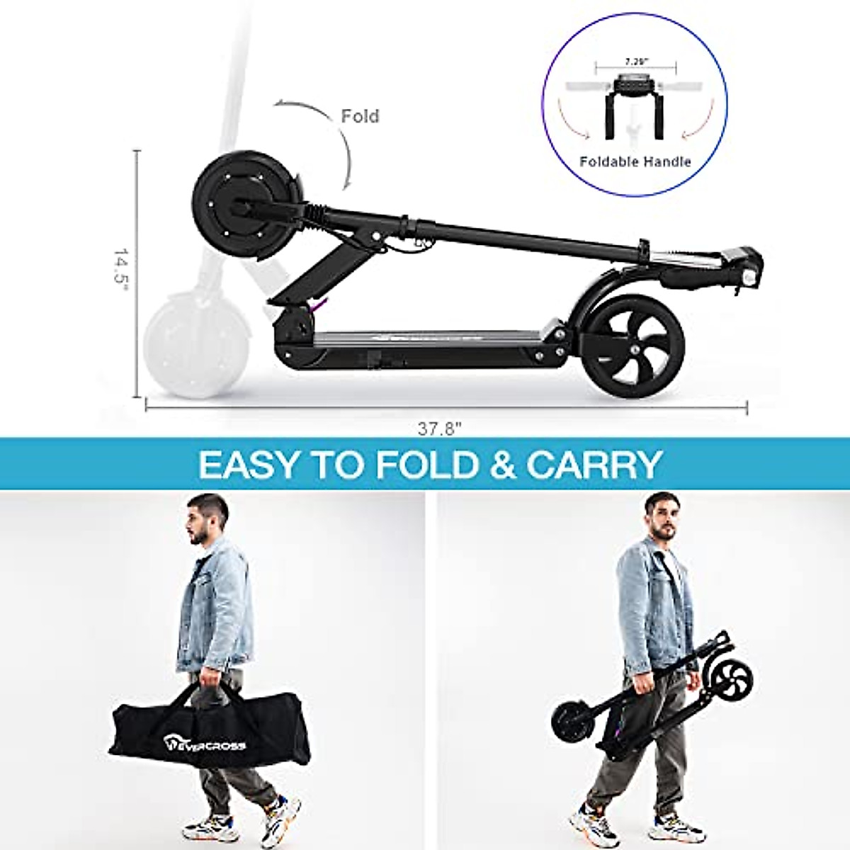 EVERCROSS EV08E Electric Scooter, 350W Motor & 8" Solid Tires, 20 Miles Range &19 Mph, 3 Speed Modes, Folding Commuter Electric Scooter for Adults Teenagers