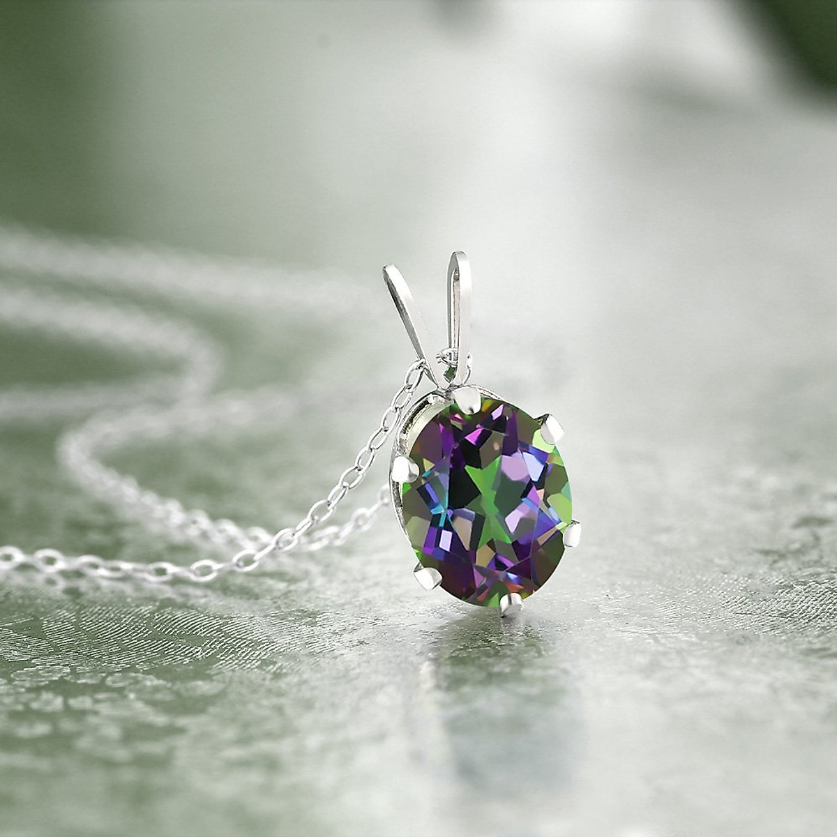 Gem Stone King 925 Sterling Silver Oval Gemstone Birthstone Solitaire Pendant Necklace | Oval 9X7MM | Oval Pendant Necklace For Women | With 18 Inch Silver Chain