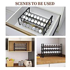 H-SPACE Spice Rack Organizer for Cabinets, 3 Tier Spice Rack Organizer, Removable Countertop Spice Rack, Freestanding Spice Jar Organizer for Kitchen Counter (Black)