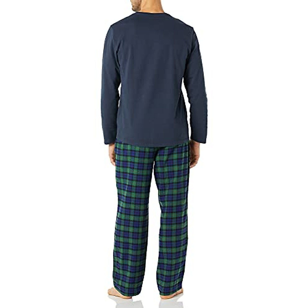 Amazon Essentials Men's Soft Flannel Pajama Sleepwear Set (Available in Big & Tall), Navy/Tartan, Medium