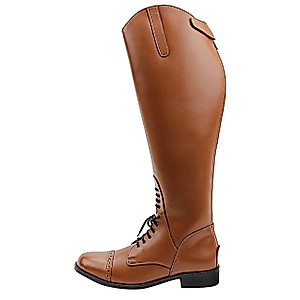 Hispar Women Ladies Victory Leather English Field Boots Horse Back Riding Equestrian - Tan 8 SLIIM Calf