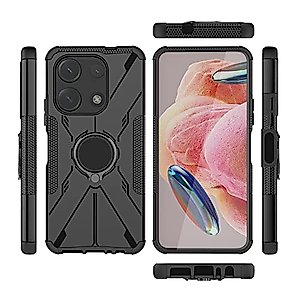Kukoufey Case for Infinix Note 30i 4G Case Cover,360°Rotatable Kickstand Dual Layer Shockproof Case for Infinix Note 30i 4G Case Black