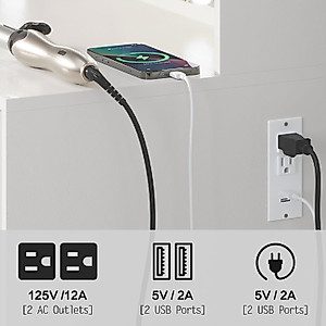 MECHYIN Vanity Desk, Make up Vanity Desk with Mirror and Lights, Vanity with Power Outlet and Stool, 3 Drawer 3 cabinets Storage Unit Dresser, Vanity with Lights 3 Models Settings for Bedroom (White)