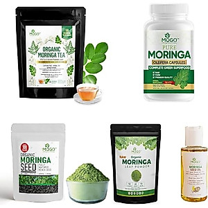 MOGO Organic Moringa Tea Bags - 50 Count,100% Pure,Caffeine Free,Rich Aroma and Taste, Premium Grade Moringa Tea Leaves, Antioxidants Rich Herbal Tea(Packaging Vary)