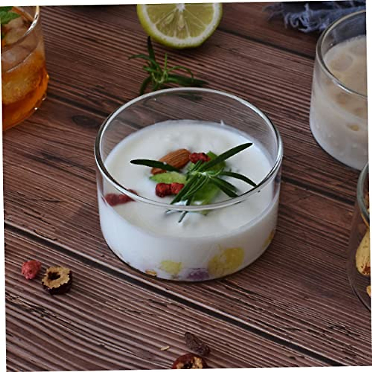 Healifty 6 Pcs Pudding Mold Cups Round Glasses Juice Glass Candy Mold Round Dessert Bowl Glass Jelly Bowl Cocktail Glasses Glass Pudding Cup Dessert Supply Transparent Yogurt Cup With Cover