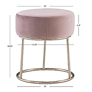Linon Pink and Gold Vanity and Accent Dalilah Stool