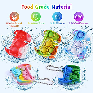 Dinosaur Party Favors 30 Pack Fidget Toys Bulk Dinosaur Keychains Dino Party Favors for Kids 4-8 Children Mini Supplies It Toddler Small Birthday Decorations Pop Fidgets Its for Boys Girls