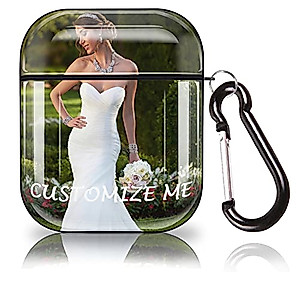 Custom AirPods 2 & 1 Case, Design Your AirPods Case with Photo/Text/Name, Top and Bottom Separated Hard PC Shockproof Protective Personalized Keychain Airpods Cover for Men and Women