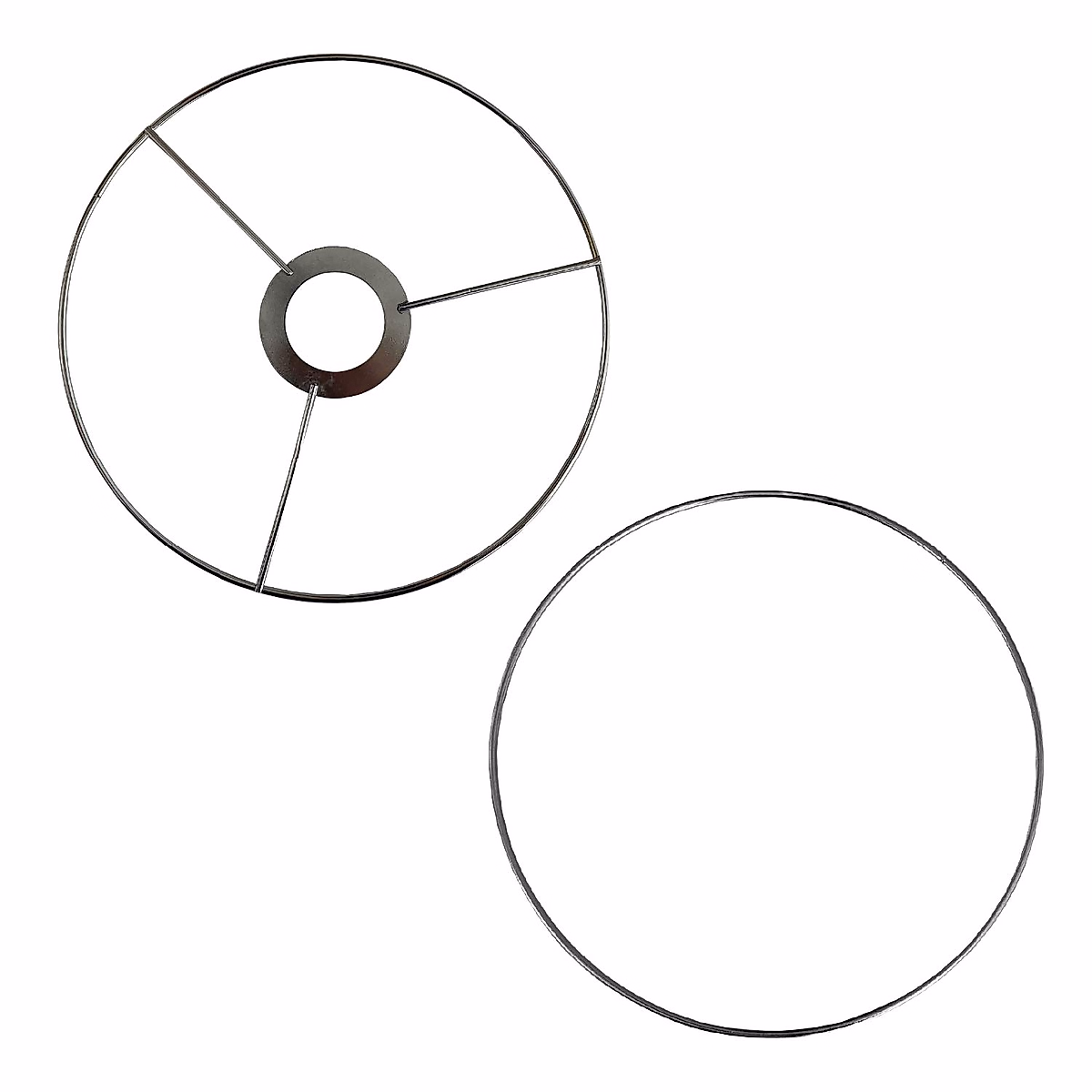 I Like That Lamp Wire Lamp Shade Rings with European Fitter (18” Diameter), Includes 2 Galvanized Steel Silver Drum Rings, Make DIY Table/Floor/Pendant Lamps, Compatible with most IKEA & Target Lamps