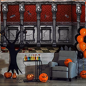 Sumind Halloween Gothic Backdrop Decoration Halloween Photography Background Gothic Mansion Room Scene Setters Banner Halloween Haunted House Party Decoration 72.8 x 43.3 Inch