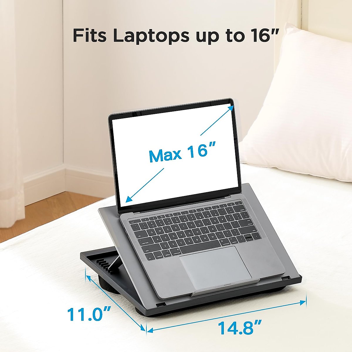HUANUO Adjustable Lap Desk - with 8 Adjustable Angles & Dual Cushions Laptop Stand for Car Laptop Desk, Work Table, Lap Writing Board & Drawing Desk on Sofa or Bed, HNLD2G