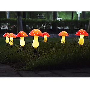Homeleo Upgraded 8 Pack Red Mushroom Solar Lights for Outdoor Garden Decor, Waterproof Solar Powered Fairy Lights for Yard Fence Lawn Decking Pathway Landscape Lighting Halloween Christmas Decorations