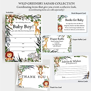 Moonrise Papery SET OF 25 Safari 1st Birthday Party Invitations, Wild One Invitations with Envelopes, Jungle Theme, Lion, Elephant, Giraffe, Zebra, Monkey Birthday Party Invites