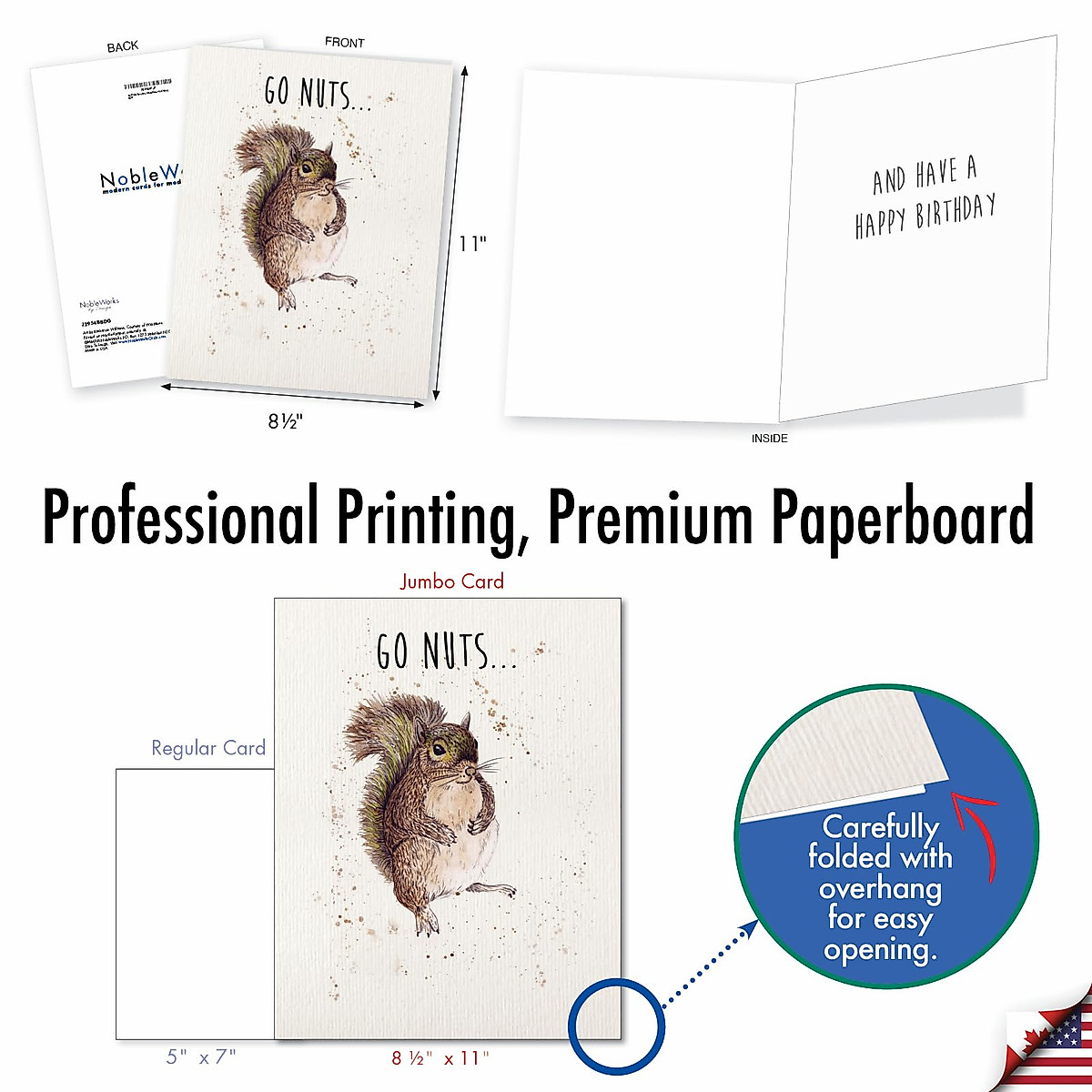 The Best Card Company - 1 Large Birthday Card with Envelope (8.5 x 11 Inch) - Fun Celebration Card for Birthdays - Wildlife Expressions Squirrel J2954BBDG