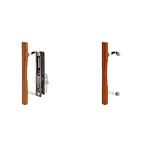 PRIME-LINE C 1032 Keyed Sliding Glass Door Handle Set & Prime-Line MP1034 Sliding Glass Door Pull, Wood Handle, Diecast Construction, Chrome, Pack of 1