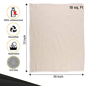 Dayetzo Cheese Cloth Grade 90, XL Cheesecloth for Straining, Unbleached 100% Organic Fine Mesh Cotton Washable Fabric 18 Sq. Ft. Large, Reusable Muslin Cloth for Cheese Making and Cooking (2 Yards)