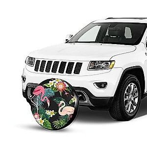 Flamingos Spare Tire Cover Wheel Protectors Weatherproof Wheel Covers Universal Fit for Trailer Rv SUV Truck Camper Travel Accessories 14 Inch in