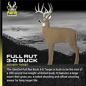 Field Logic GlenDel Full-Rut Buck 3D Archery Target with Replaceable Insert Core, GlenDel Full-Rut Buck w/4-sided insert, brown