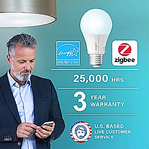 Sengled Zigbee Smart Light Bulbs, Smart Hub Required, Works with SmartThings and Echo with built-in Hub, Voice Control with Alexa and Google Home, Daylight 60W Equivalent A19 Alexa Light Bulb, 4 Pack