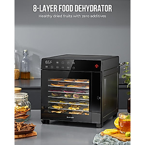 Food Dehydrator Machine 25QT, 8 Trays, Stainless Steel Dehydrators for Food and Jerky large capacity, Adjustable Temperature and 48H Timer, for Fruit, Meat, Beef, Veggies, Dog Treats