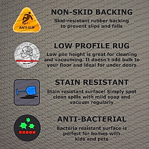 Rubber Backed Area Rug, 39 x 58 inch, Modern Circles, Non Slip, Kitchen Rugs and Mats