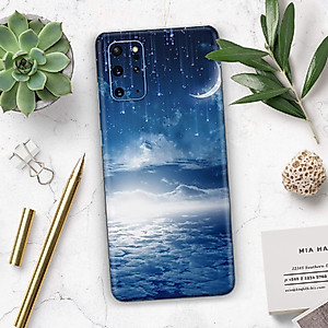 DesignSkinz Vivid Blue Falling Stars in The Night Sky Protective Vinyl Decal Wrap Skin Cover Compatible with The Samsung Galaxy S20 (Screen Trim & Back Glass Skin)
