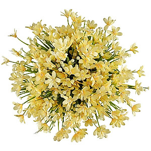 Succinct 8PCS Bundles Artificial Daffodils Flowers, Artificial Greenery UV Resistant No Fade Faux Silk Cloth Plants for Wedding Bridle Bouquet Outdoor Home Garden Kitchen Office Table Vase (Yellow)