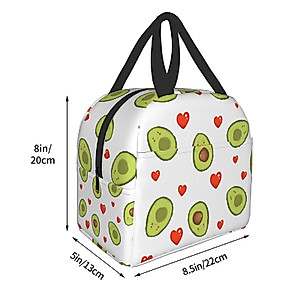 Avocado Heart Kawaii Lunch Box Travel Bag Picnic Bags Insulated Durable Shopping Bag Back To School Reusable Waterproof Bags For Man Woman Girls Boys