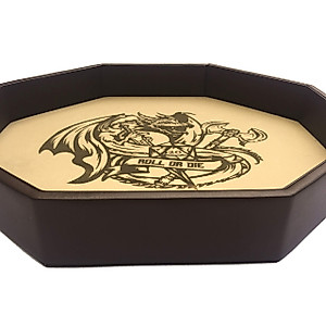 Fantasydice - ROLL OR DIE- Dice Tray - 11.5" Octagon - for Dice, Board Games, Tabletop RPGs Like D&D (DND) 3.5 and 5e, Call of Cthulhu, Pathfinder,Shadowrun and Other Roleplaying Games
