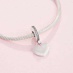 PANDORA Heart Dangle Charm - Compatible with PANDORA Moments Bracelets - Jewelry for Women - Made with Sterling Silver & Cubic Zirconia