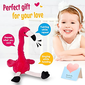 CozyWorld 13’’ Talking Flamingo Toy Repeat What You Said Interactive Cute Plush Toy Flamingo Stuffed Animals Birthday Gifts for Boys and Girls, Red
