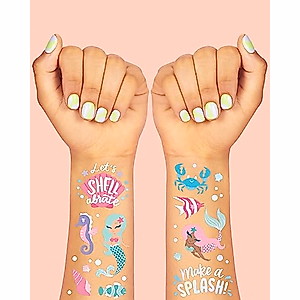 xo, Fetti Under The Sea Mermaid Temporary Tattoos - 56 Glitter styles | Birthday Party Supplies, Sea Creatures Favors, Ocean Animal, Underwater Arts and Crafts