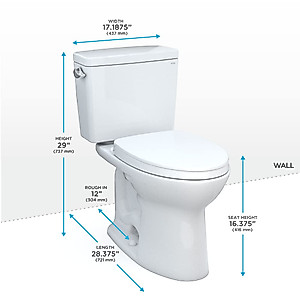 TOTO WASHLET A2 Elongated Bidet Toilet Seat Bundle with Drake Elongated Toilet with TORNADO FLUSH and SoftClose Seat